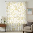 Boho Yellow Floral Sheer Curtains 54 Inch Length, Light Filtering Voile ...