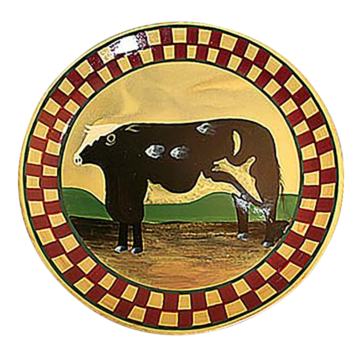 Collector Plates Ceramic Brown Cow Dinner Plate Handpainted | Renovator ...