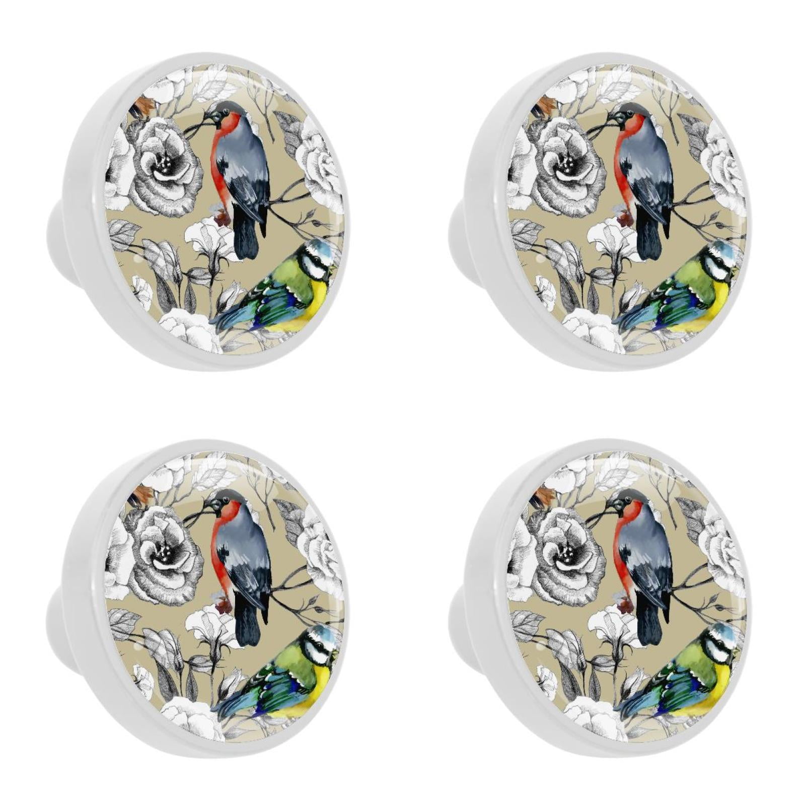 4 Pcs Bullfinch Titmouse Birds Knobs for Kitchen Cabinet Cupboard Dresser Bookcase Drawer Pulls ...