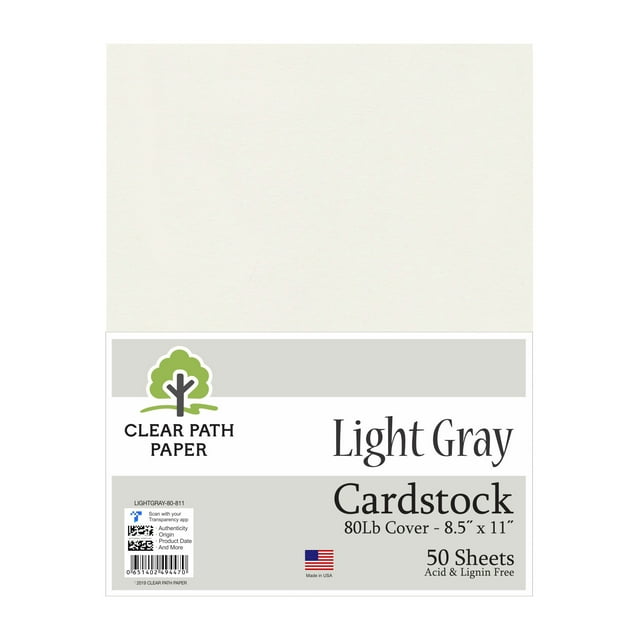 Light Gray Cardstock - 8.5 x 11 inch - 80Lb Cover - 50 Sheets - Clear ...