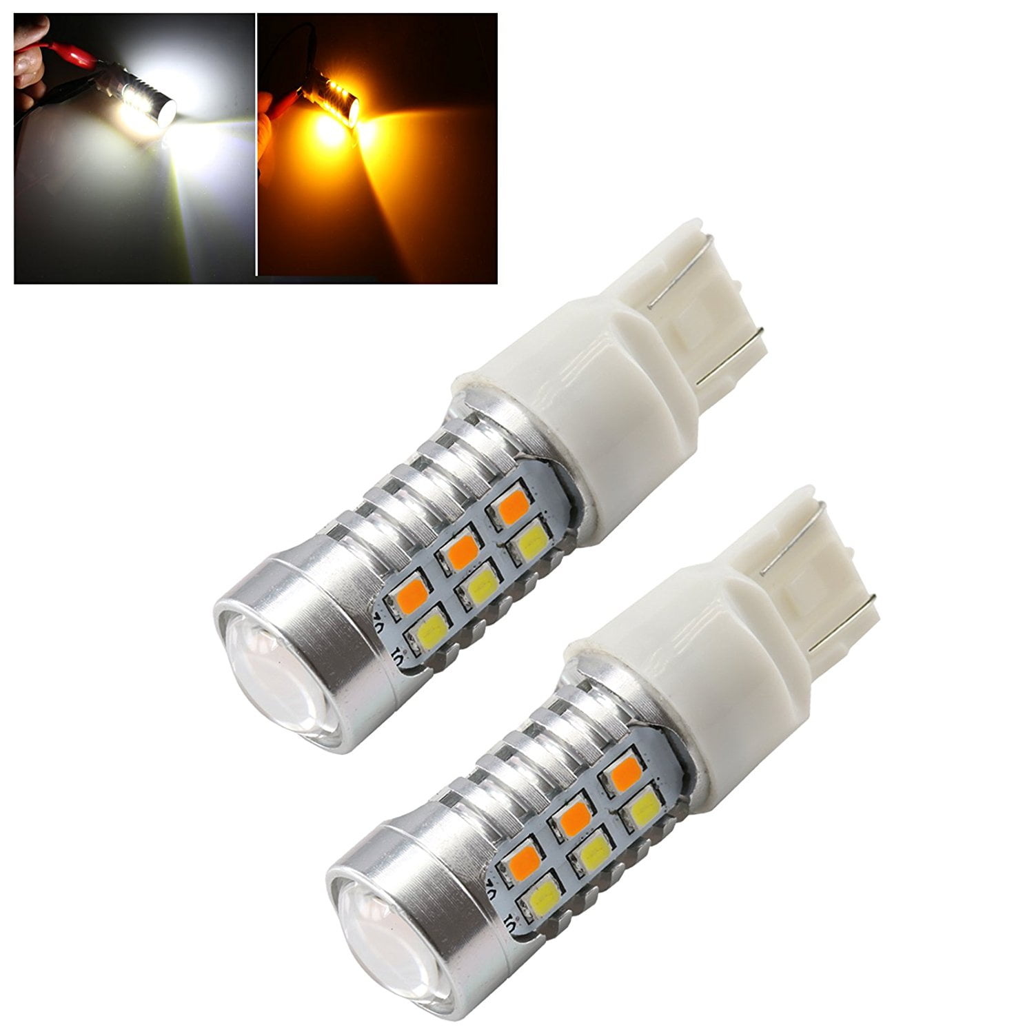 7443 CK Socket 2835 Chip 22-LED White/Amber Switchback Turn Signal ...