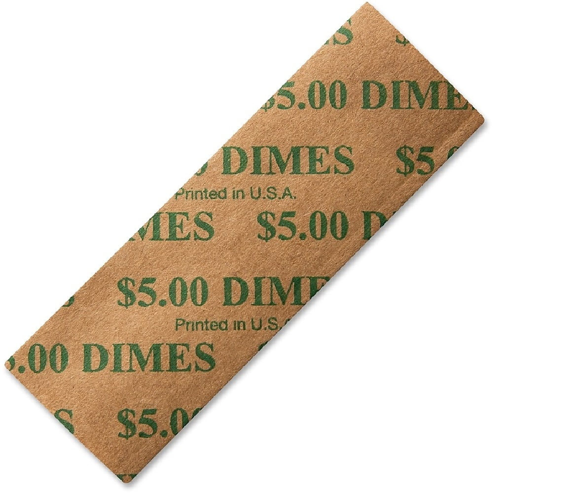 Dunbar Security Products Flat Coin Wrappers Dime Green 24392479 ...