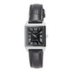 Caravelle Designed By Bulova Women's Classic Rectangular Black Leather ...