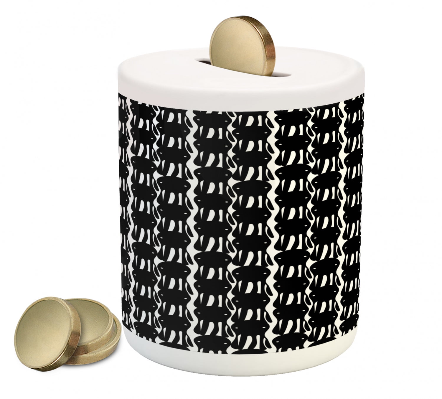 Octopus Piggy Bank, Abstract Retro Style Silhouettes Marine Monster ...