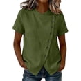 Crew Neck Top, Women Solid Cross Neck Short Sleeve Loose Irregular Hem ...