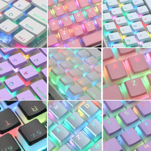 PBT Key Caps Bicolor Half Transparent Pudding Design Glitter Powder ...