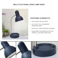 Mainstays LED Gooseneck Desk Lamp with Catch-All Base & AC Outlet, Navy ...