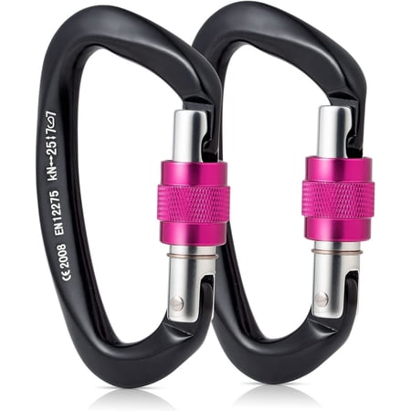 HEIBIN Twist Lock Carabiner, 2 Self-Locking Aluminum Carabiners, D ...