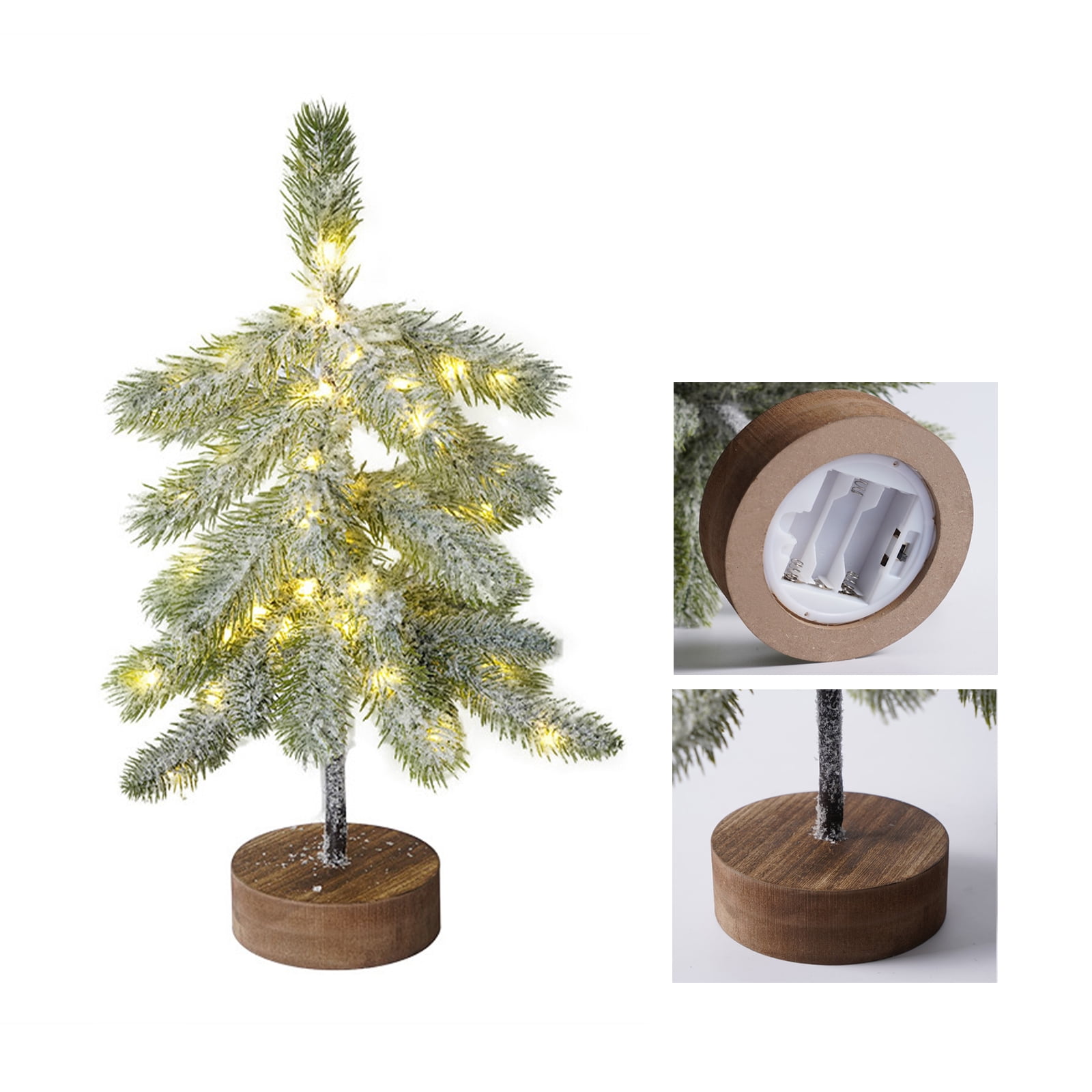 Small Christmas Tree for Table Trees Lamp, Artificial Lighted Snowy ...