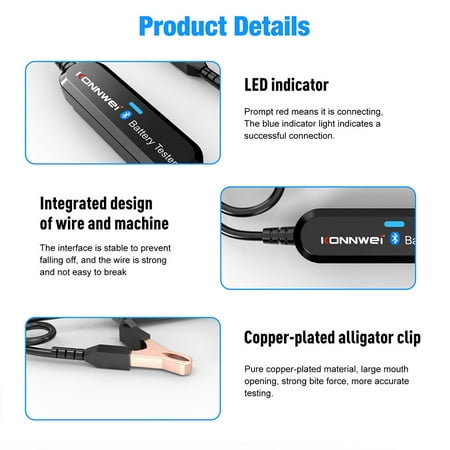 BK100 Car Battery 12V Starting Testing Checker Diagnosis Portable ...