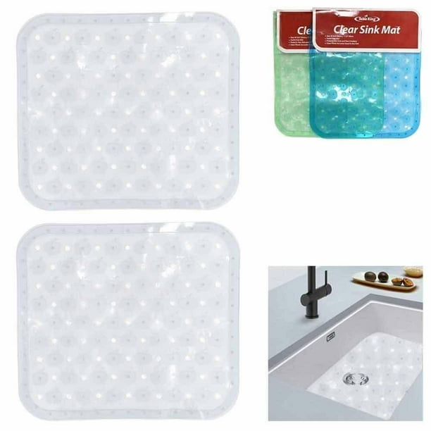 2 Pc Kitchen Sink Protector Mat Soft Plastic 10" X 12" Dish Rack Grid ...