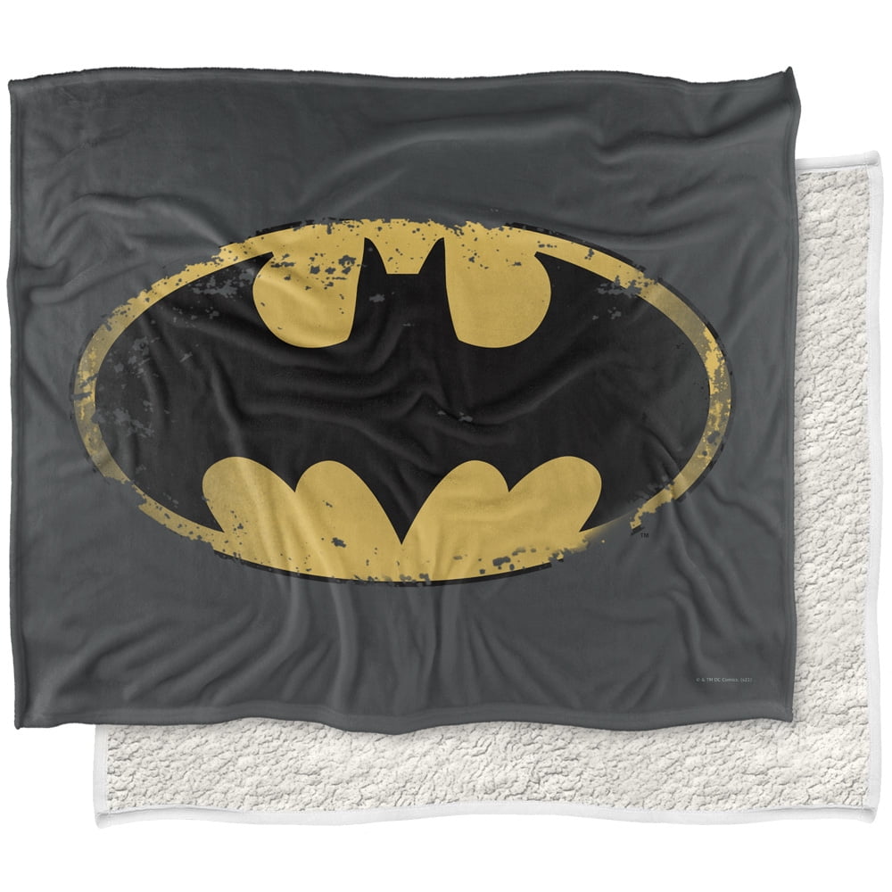 Batman Blanket, 50"x60", Distressed Shield Silky Touch Sherpa Back ...