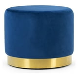 Glamour Home Anna Velvet Round Ottoman with Golden Accent Base ...