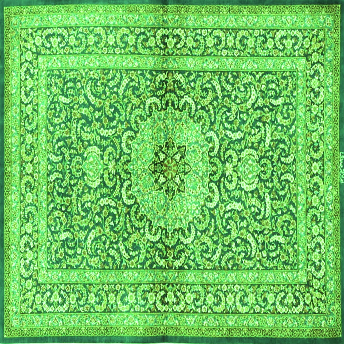 Ahgly Company Indoor Square Medallion Green Traditional Area Rugs, 6 ...