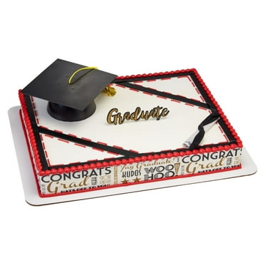 Cake Topper Decor, Graduation,Silver Congrats Grad & Cap cake topper ...