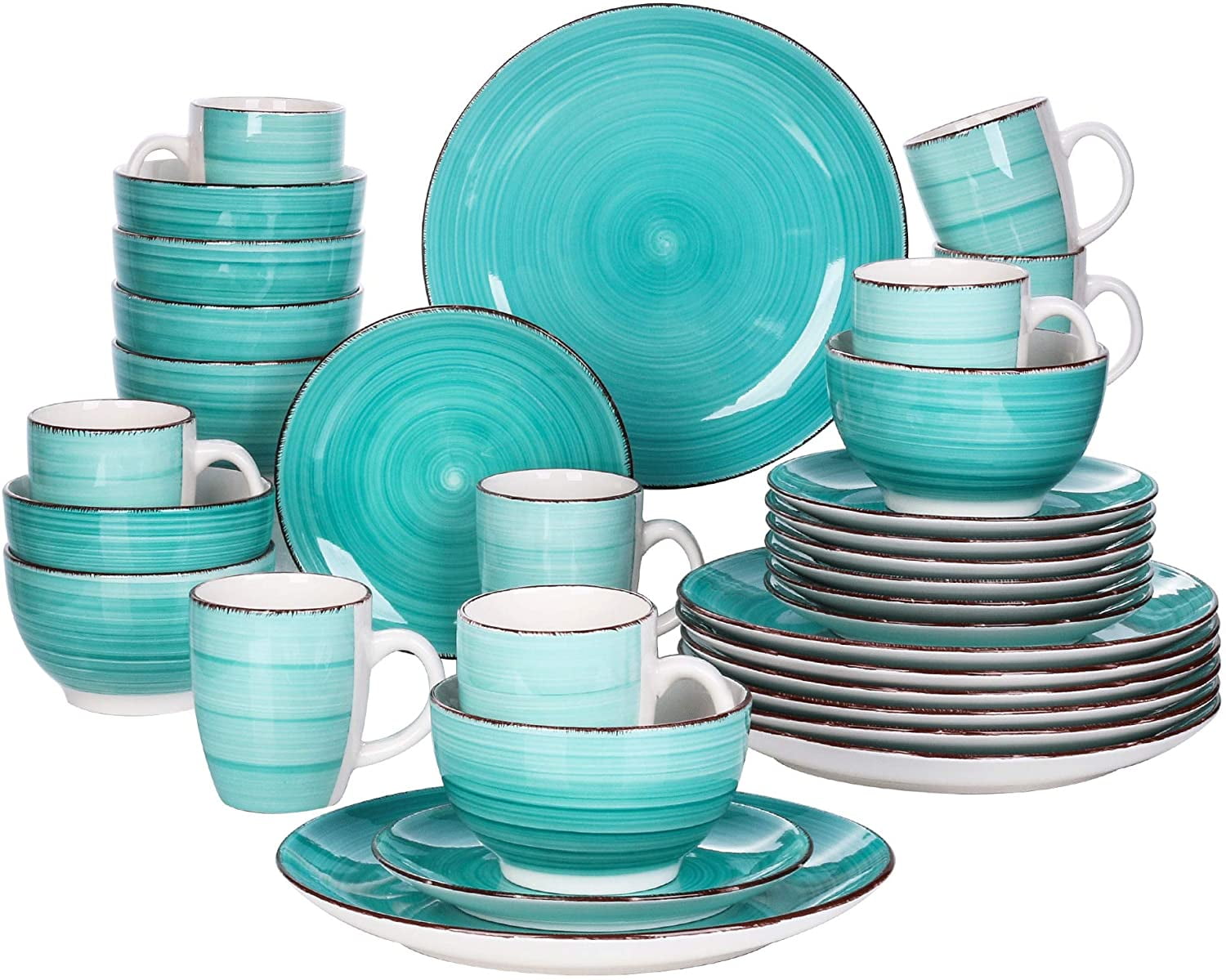 vancasso, Series Bella, 32-Piece Stoneware Dinnerware Set, Green Dinner ...