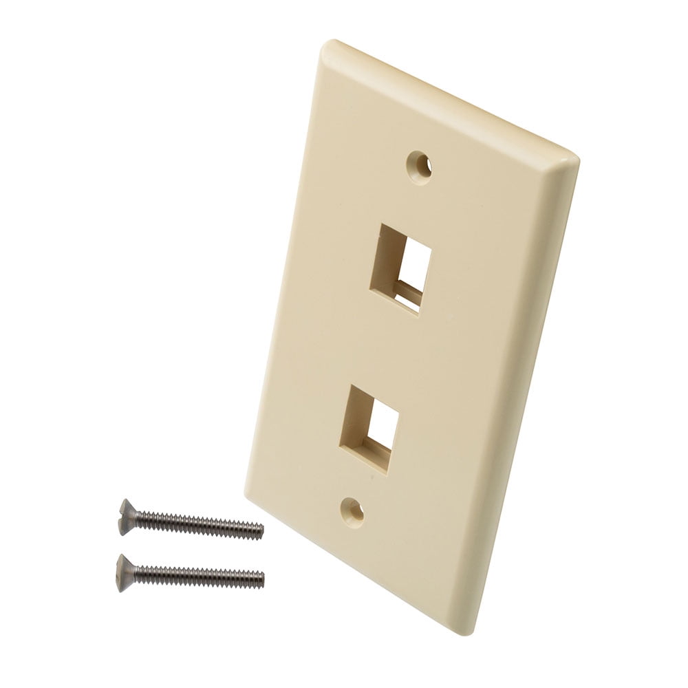 NavePoint Snap-In Keystone Jack Flush Mount Wall Plate, ABS, 2-Port ...