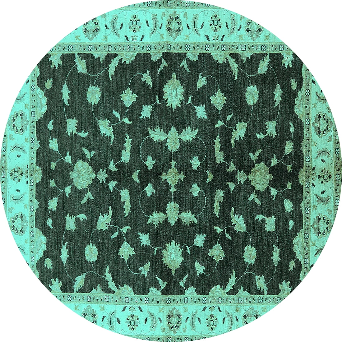 Ahgly Company Indoor Round Oriental Turquoise Blue Traditional Area ...