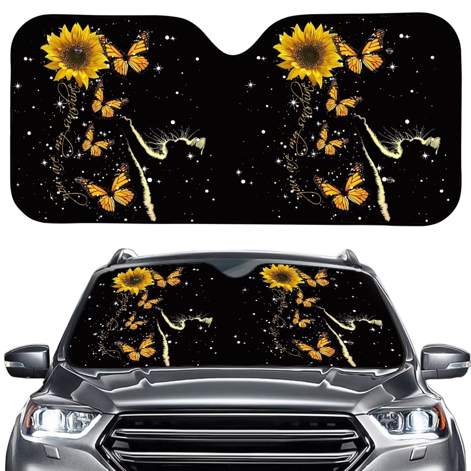 NETILGEN You Are My Sunshine Theme Car Sunshade Ultraviolet-Proof ...