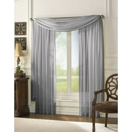 "Qutain Linen Elegant Long Silver Sheer Scarf Window Valance Topper 37 ...