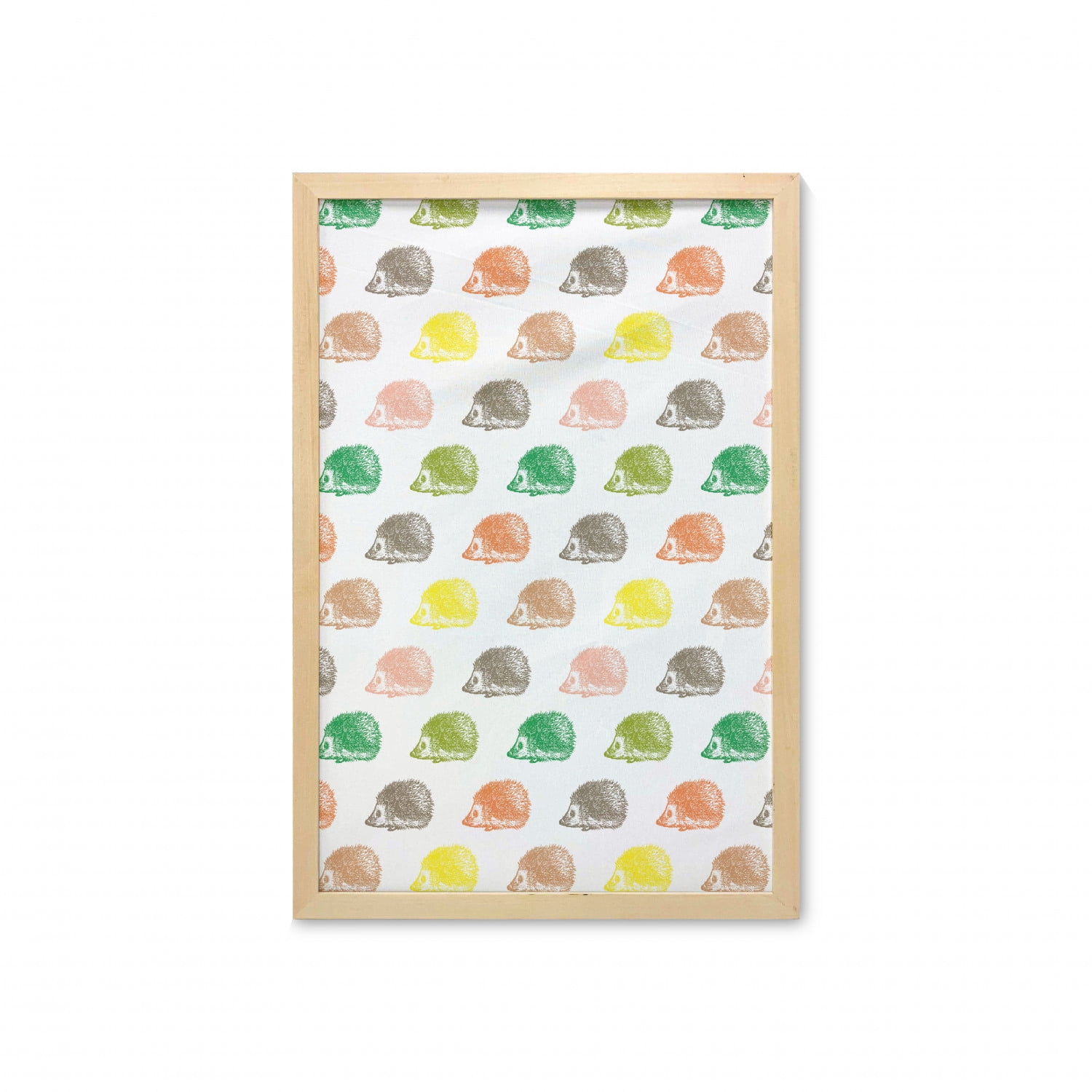 Hedgehog Wall Art with Frame, Print of Pencil Drawn Colorful Hedgehogs ...