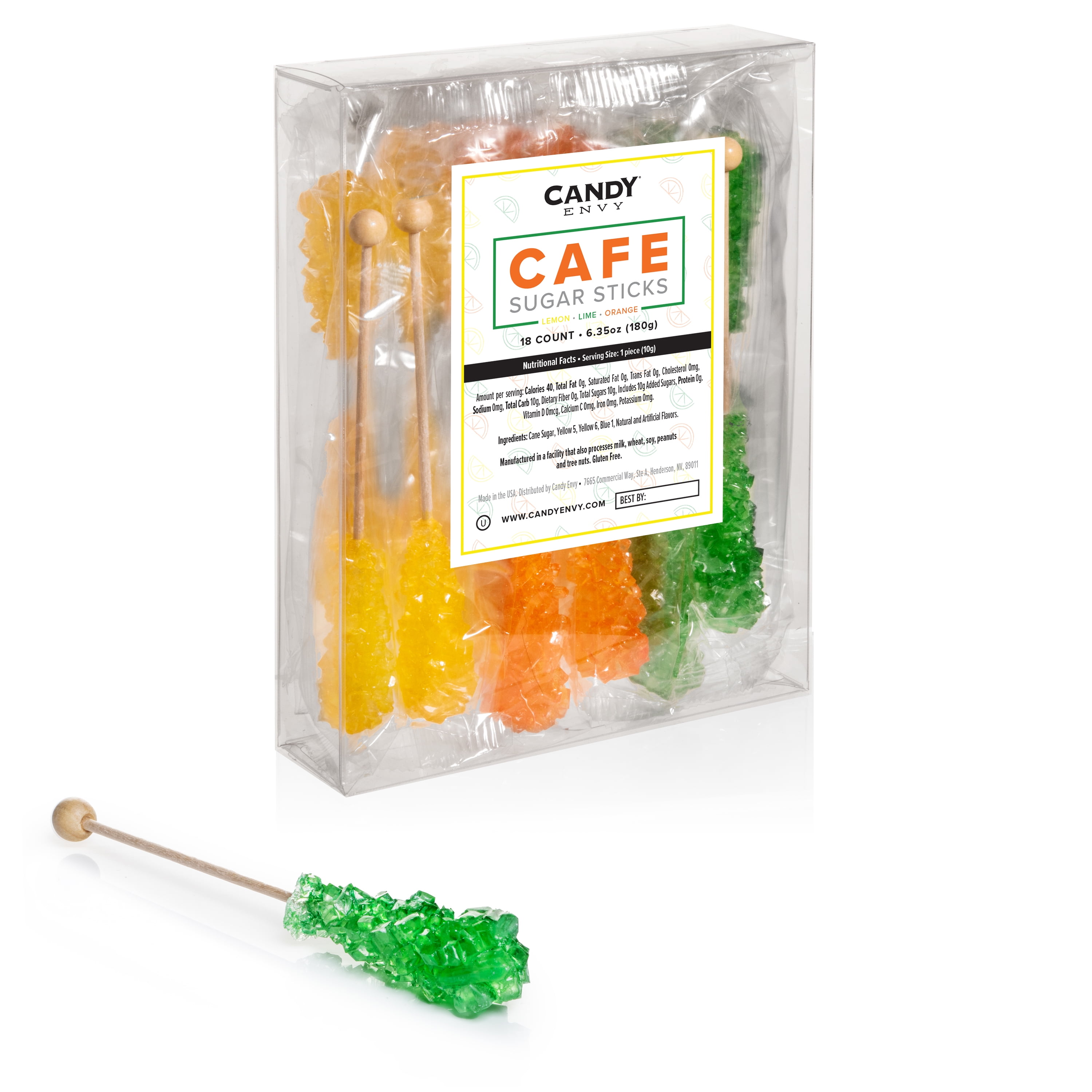 Candy Envy Citrus Cafe Sugar Sticks, 18 Individually-Wrapped Sugar ...
