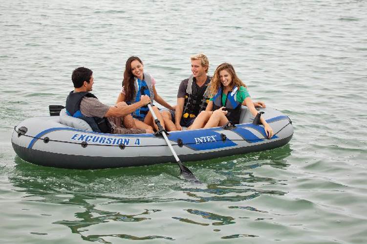 Buy Intex Excursion 4 Inflatable Raft Set w/ 2 Transom Mount 8 Speed ...