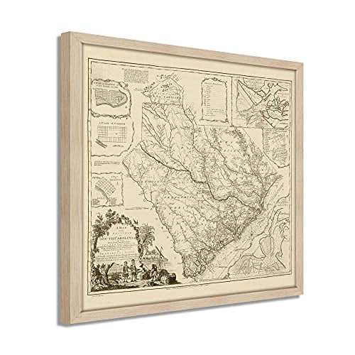 1773 South Carolina Map - Framed Vintage South Carolina State Map - Old ...