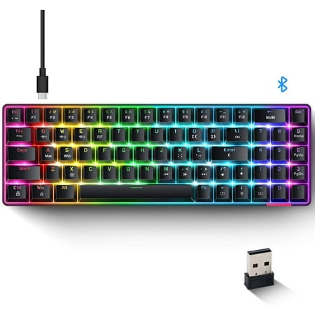 60% Wireless Mechanical Gaming Keyboard,2.4G/Bluetooth/Wired 69 Keys ...