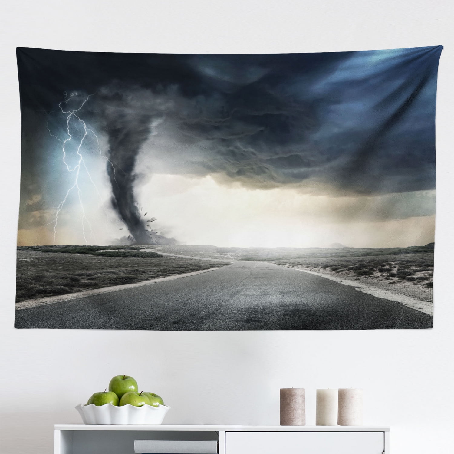 Nature Tapestry, Summer Storm Bolts Over The Rocks in Ocean Nightmare ...