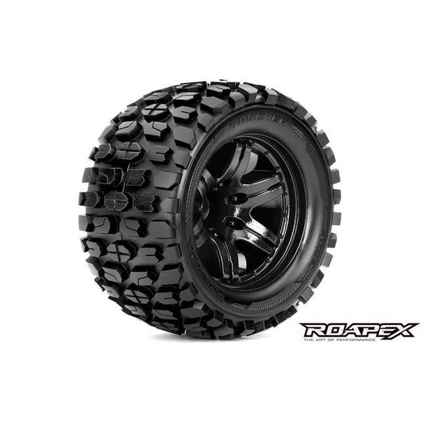 Roapex RC ROPR3002-B0 Tracker 1-10 Monster Truck Tire Black Wheel with ...