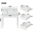 White Desk with Drawers, Study Work Desk Table for Home Office Writing ...