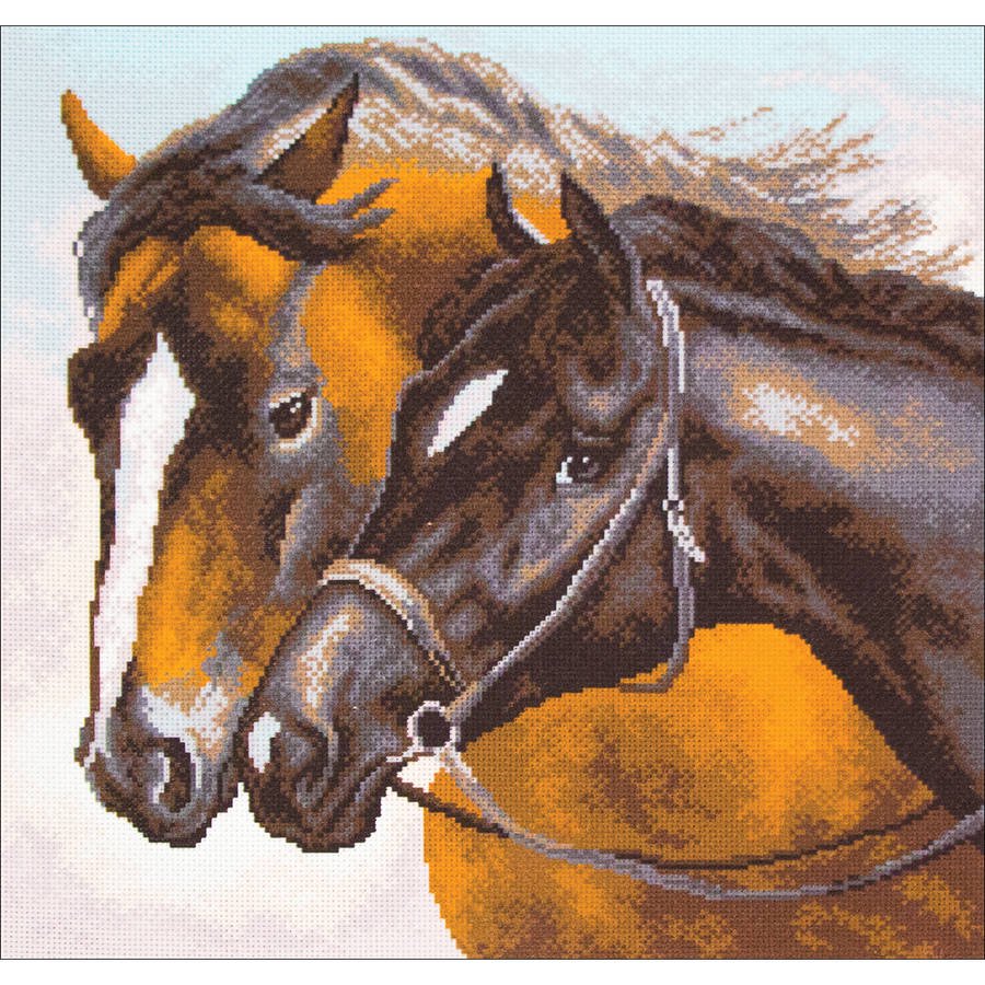 Collection D'Art Stamped Cross Stitch Kit, 41cm x 41cm, Horses ...