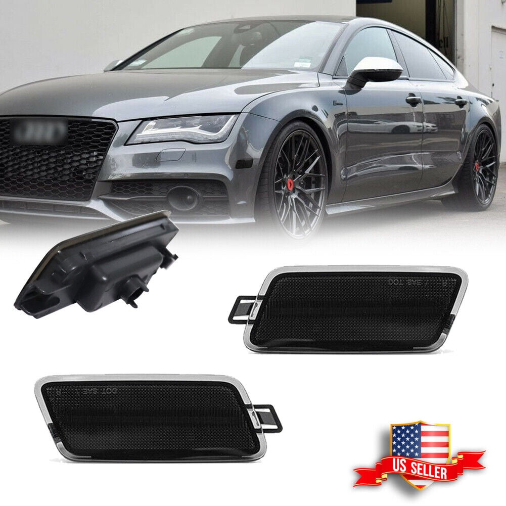 GTINTHEBOX Smoked Front Fender Side Marker Lights Kit For Audi A7 S7 ...