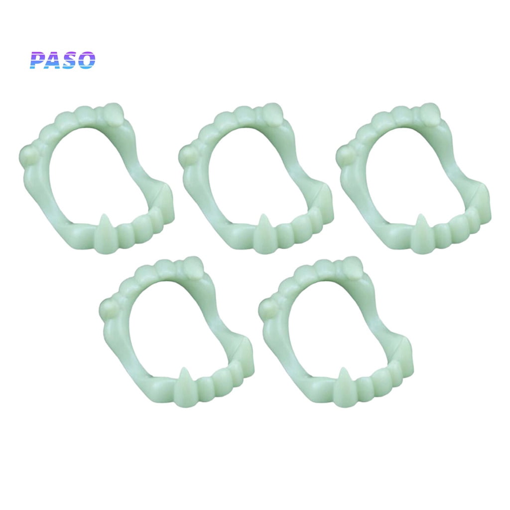 paso 5Pcs Dentaduras De Halloween Simuladas Brillan En La Oscuridad ...