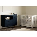 South Shore Changing Table with Drawers and Open Storage Navy Blue ...
