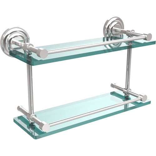 Que New 16" Double Glass Shelf with Gallery Rail - Walmart.com