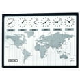 Seiko 24 World's View Wall Map with 6 Time Zone Clock, Traditional ...
