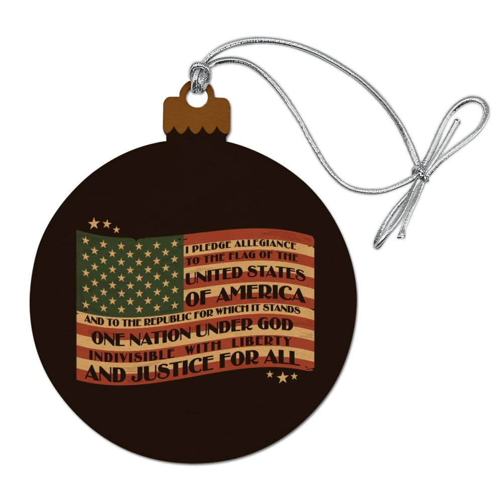 USA Vintage Flag Pledge of Allegiance Wood Christmas Tree Holiday ...