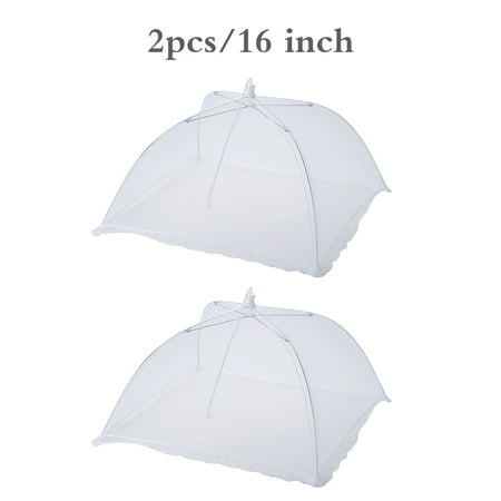White Square Folding Removable Washable Mesh Table Cover Picnic Insect ...