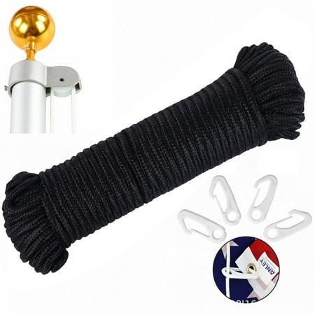 Grevis 50 Ft Flagpole String Kit Nylon Rope 1/4 Inch Flagpole Line Rope ...