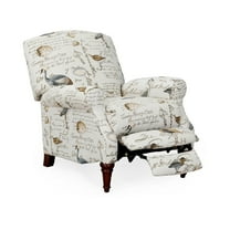 The Hamptons Collection 38” White Bird Script Fabric Contemporary Style ...