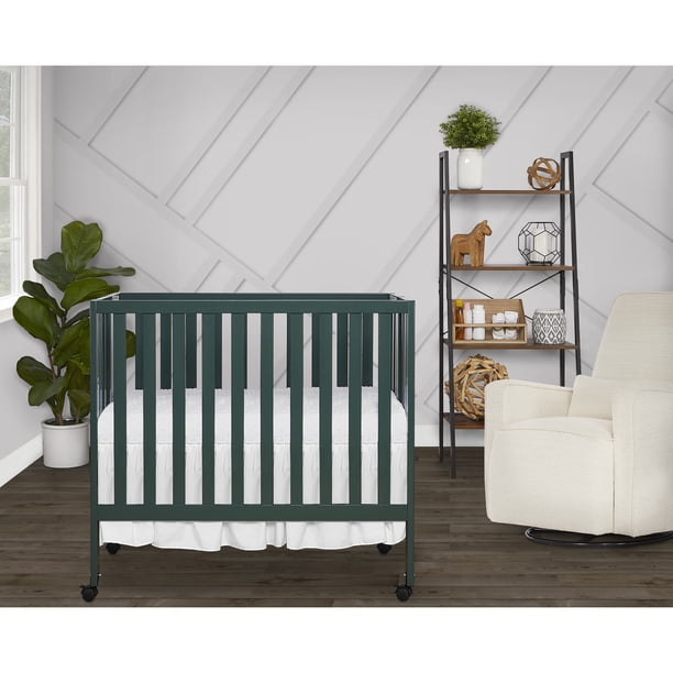 Dream On Me Jett Non-Full Size Folding Crib in Olive, Patented Folding ...