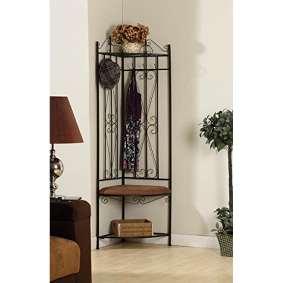 Kings Brand Furniture Entryway Corner Hallway Stand with Metal Hooks ...