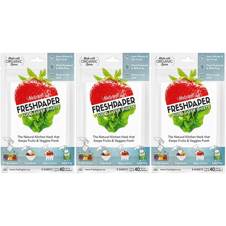 FRESHPAPER Keeps Fruits & Vegetables Fresh for 2-4x Longer, 24 Reusable ...