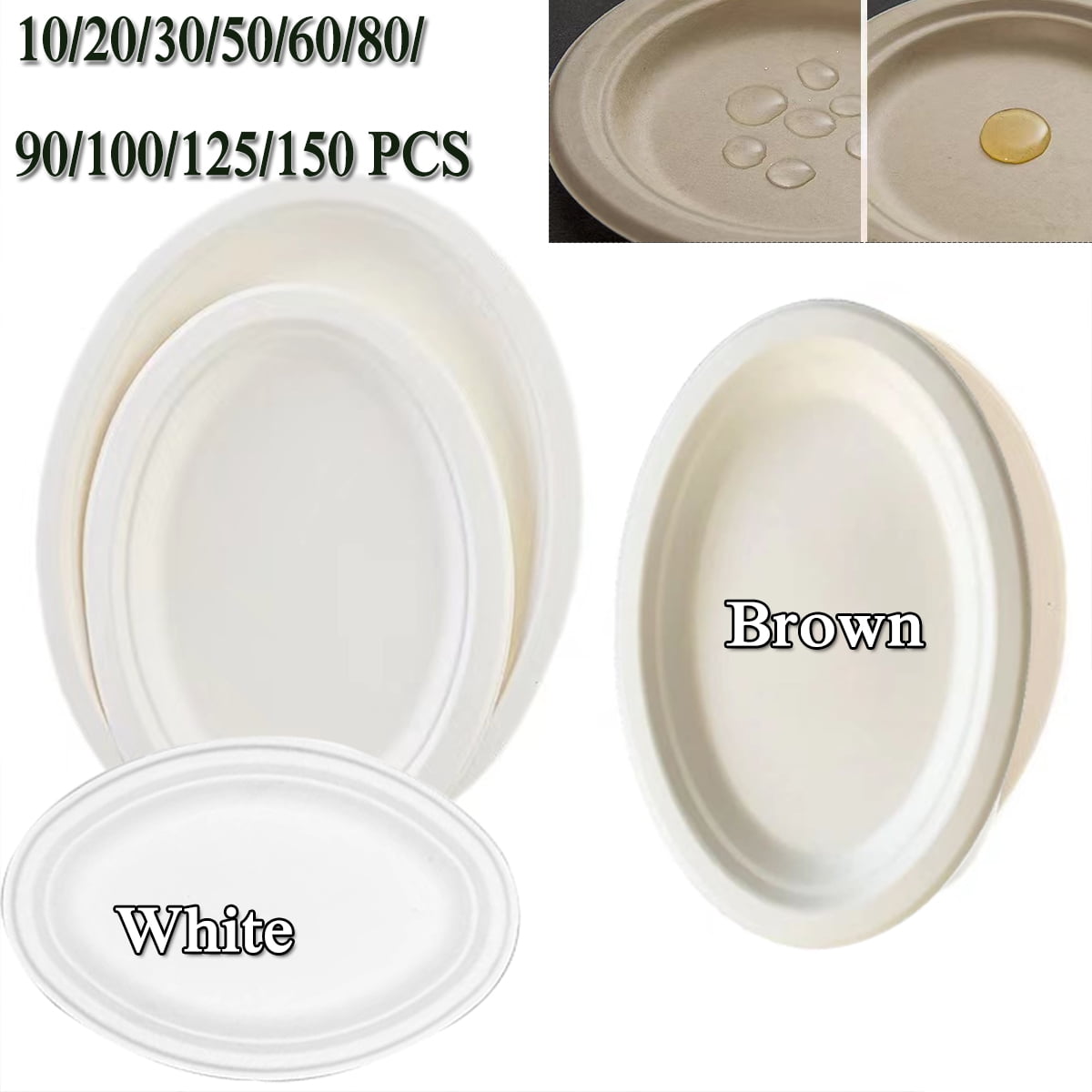 12.5 X 10 Inch Oval Platters, Compostable Plates, Extra Strength Tree ...
