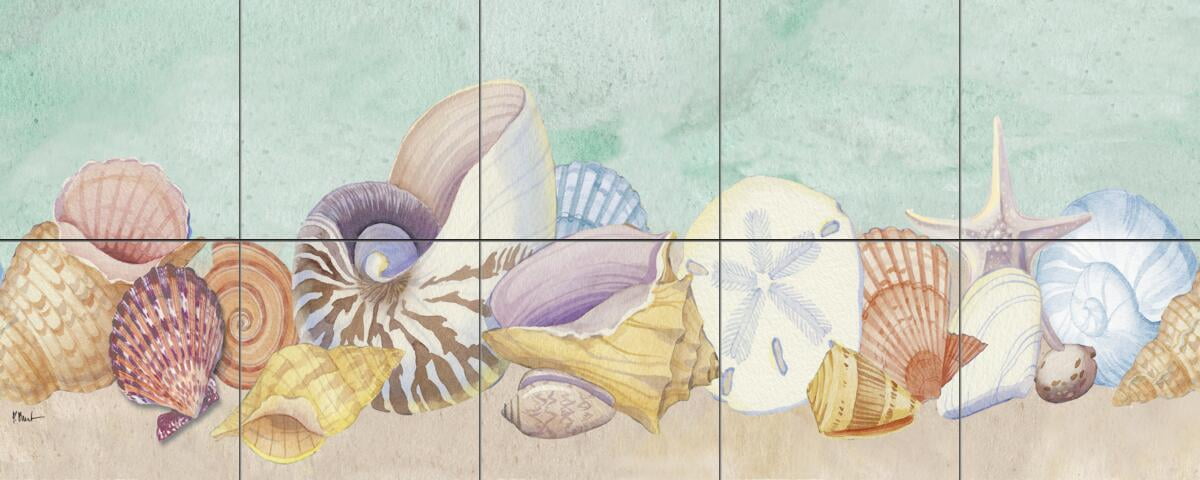 Tile Mural Bathroom Backsplash - Pastel Shell Border - by Paul Brent ...