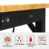 Aukfa Adjustable Workbench, 48" Heavy-Duty Worktable with Power Outlets ...