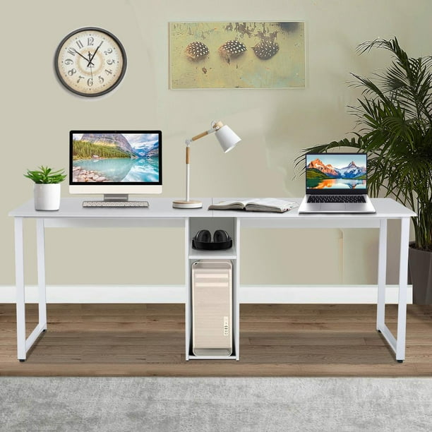 2-Person Computer Desk, Double Workstation with CPU Storage , Writing ...