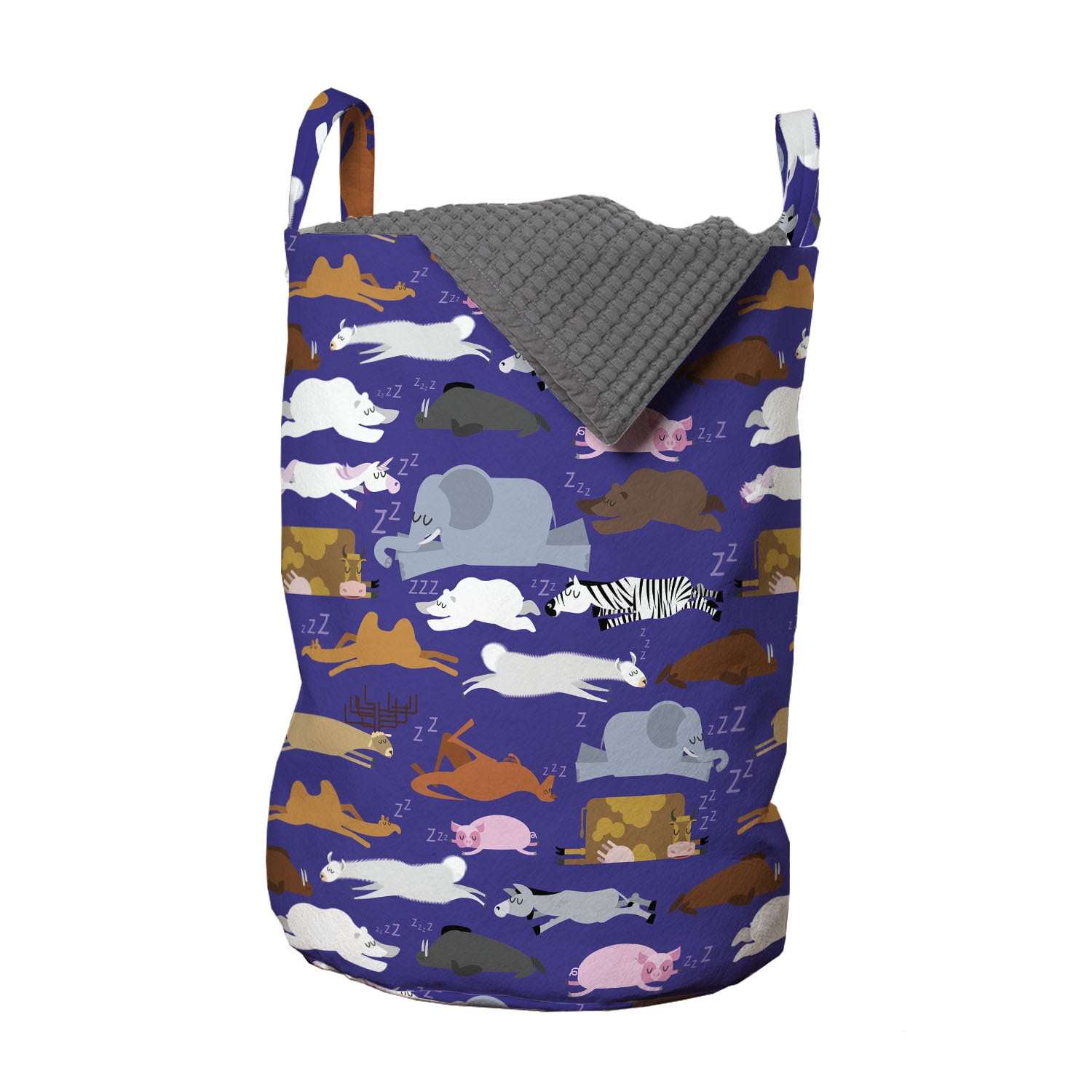 Animals Laundry Bag, Sleeping Seal Deer Donkey Camel Zebra Bear ...